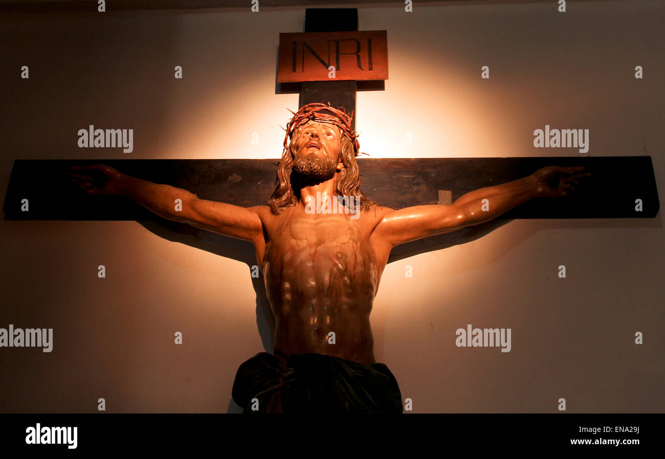 Statue of Jesus on the Cross in a Spanish place of worship Stock Photo ...