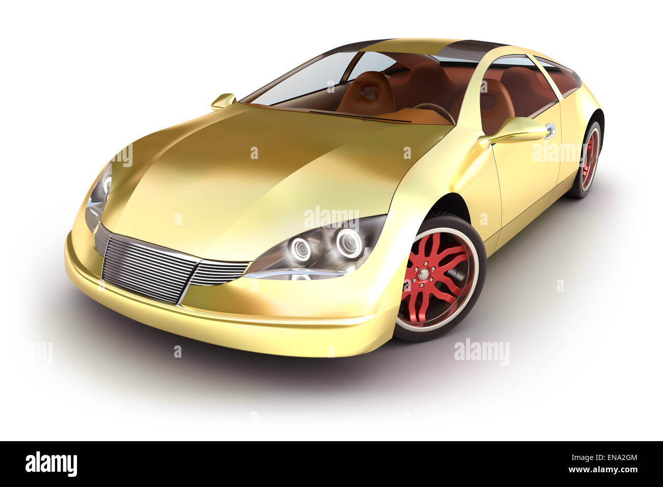 Golden sportcar on white. My own design Stock Photo - Alamy