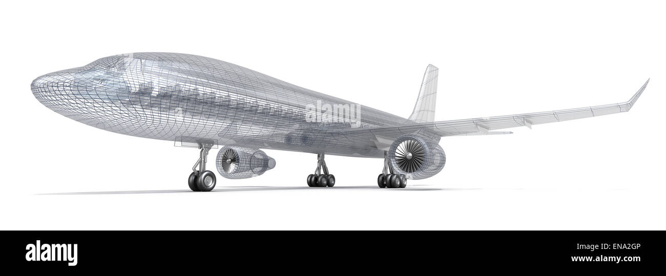 Airplane wire model , isolated on white. My own design Stock Photo - Alamy