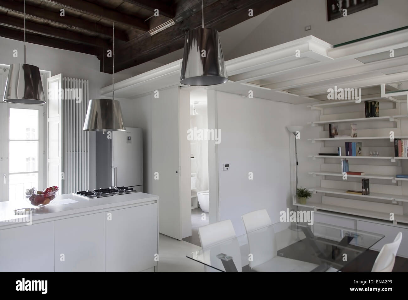 Modern house interior in historical building in Turin, Italy Stock ...