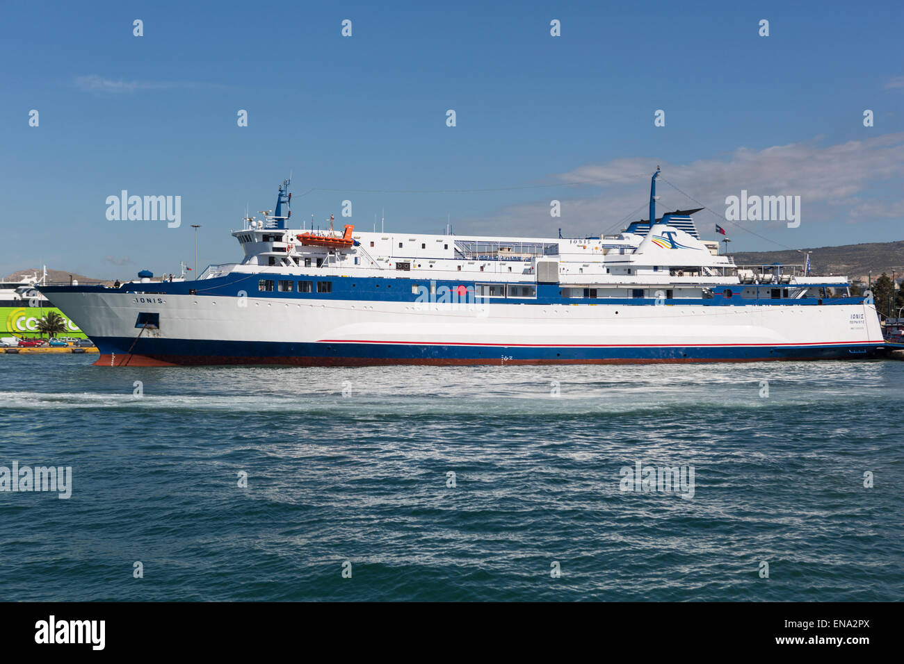 The Ro/Ro ferry Ionis (IMO 7350325) from Tyrogalas Shipping is moored ...