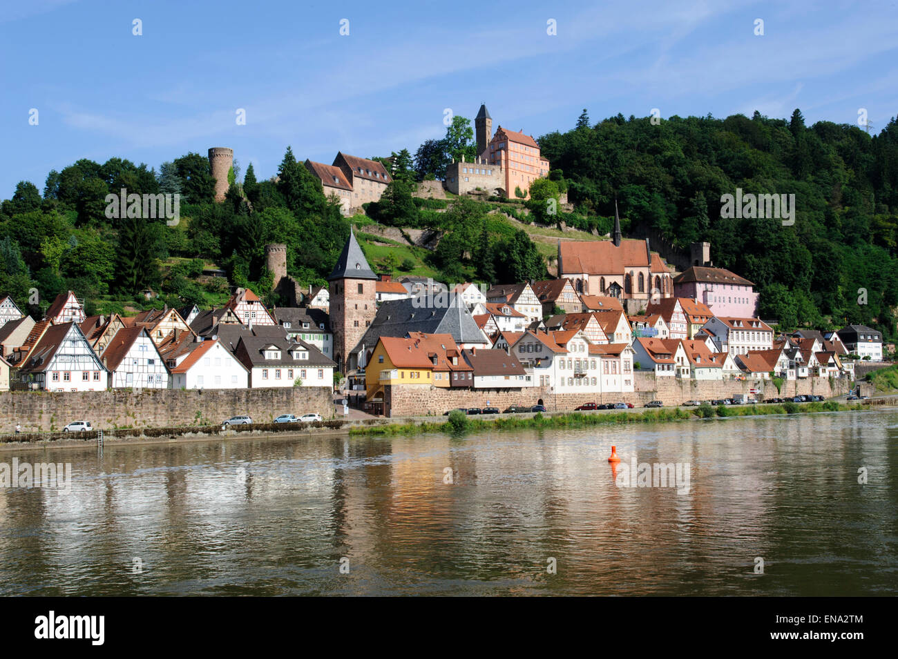 Old Town and Castle, Hirschhorn, Neckar, Hessen, Germany Stock Photo ...