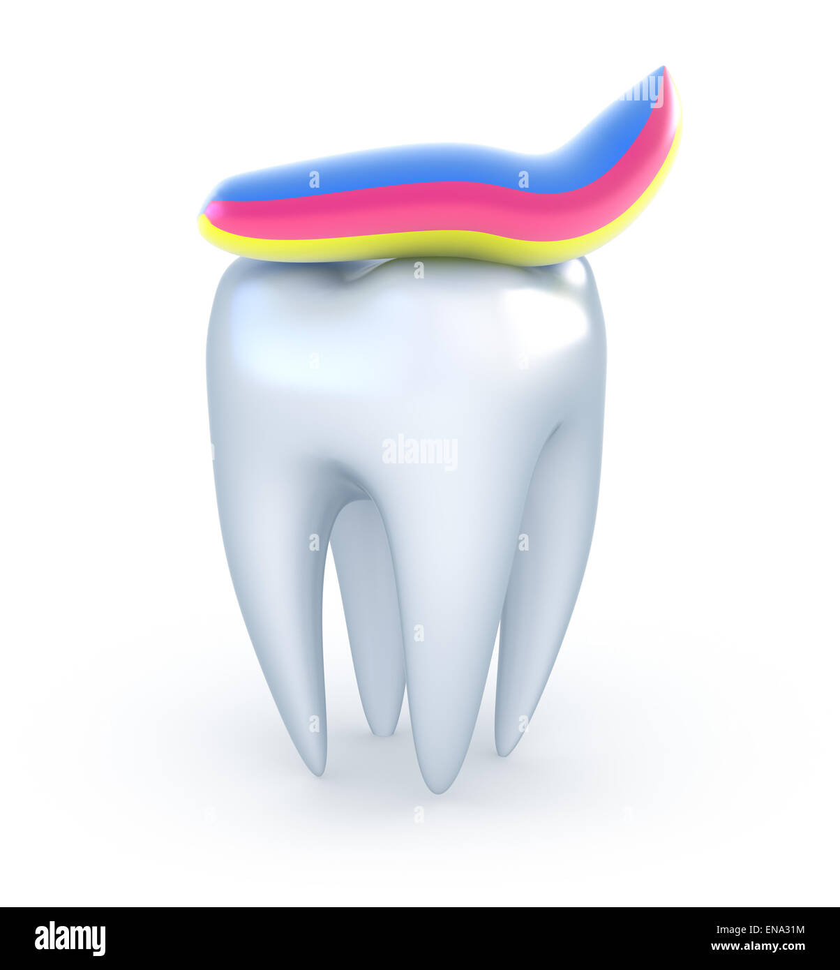 Teeth and colorful toothpaste isolated on white Stock Photo - Alamy