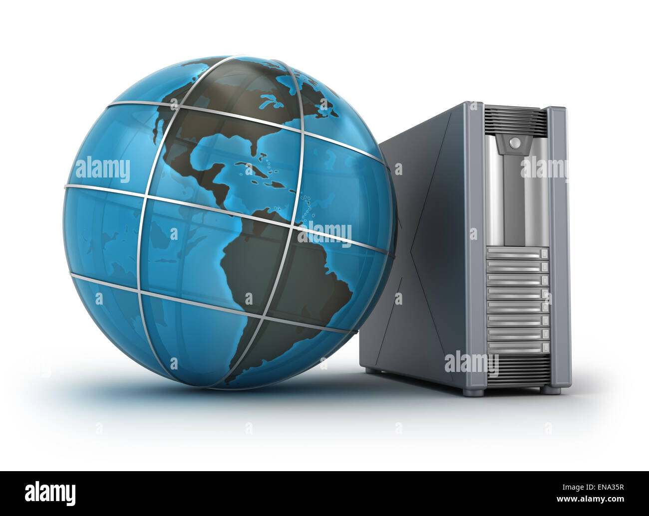 Server and globe, 3D concept Stock Photo - Alamy