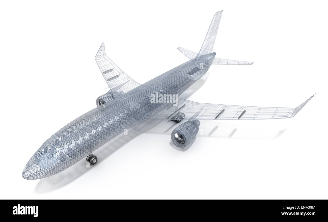 Airplane wire model , isolated on white Stock Photo - Alamy