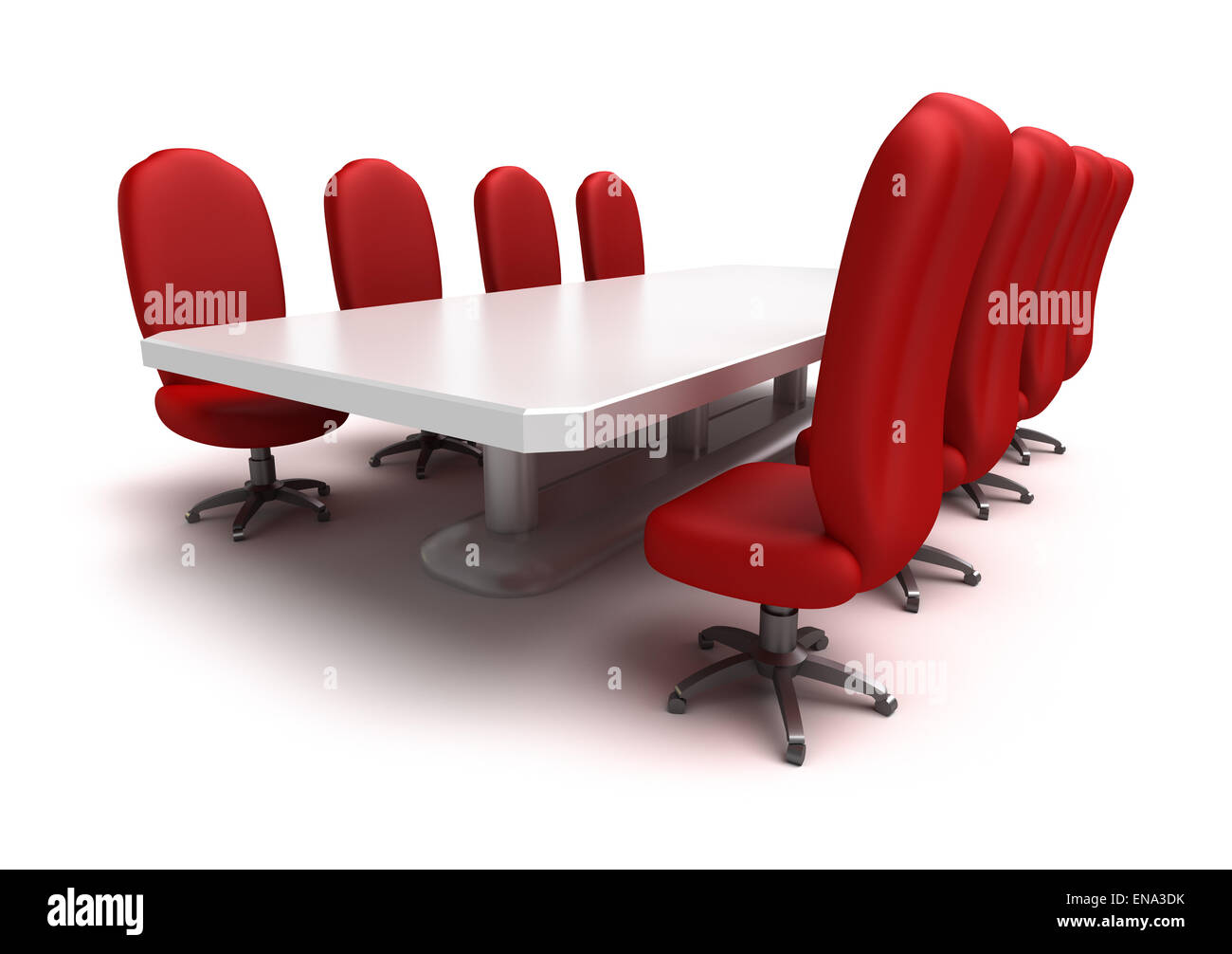Conference table and red chairs , isolated Stock Photo - Alamy