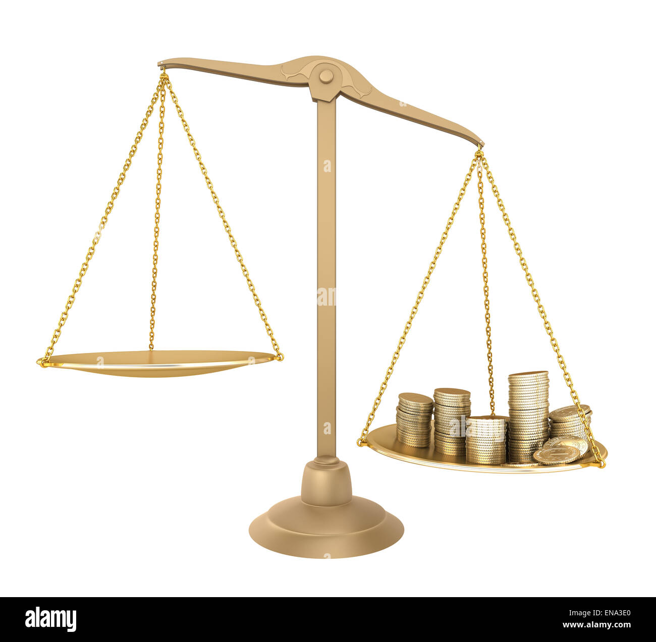 Gold balance. Something cheaper than money, isolated Stock Photo - Alamy