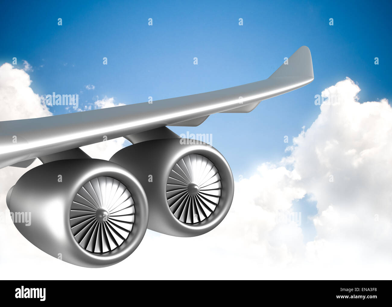 Wing of jet airplane Stock Photo - Alamy