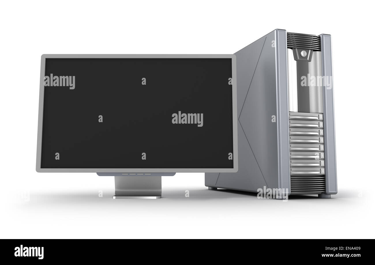 Server case and display isolated on white Stock Photo - Alamy