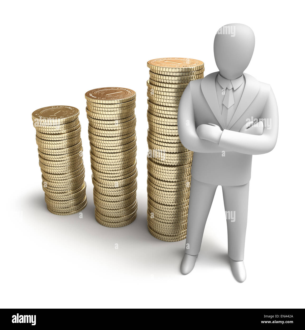 Whiteman and rising money graph, 3D concept Stock Photo - Alamy