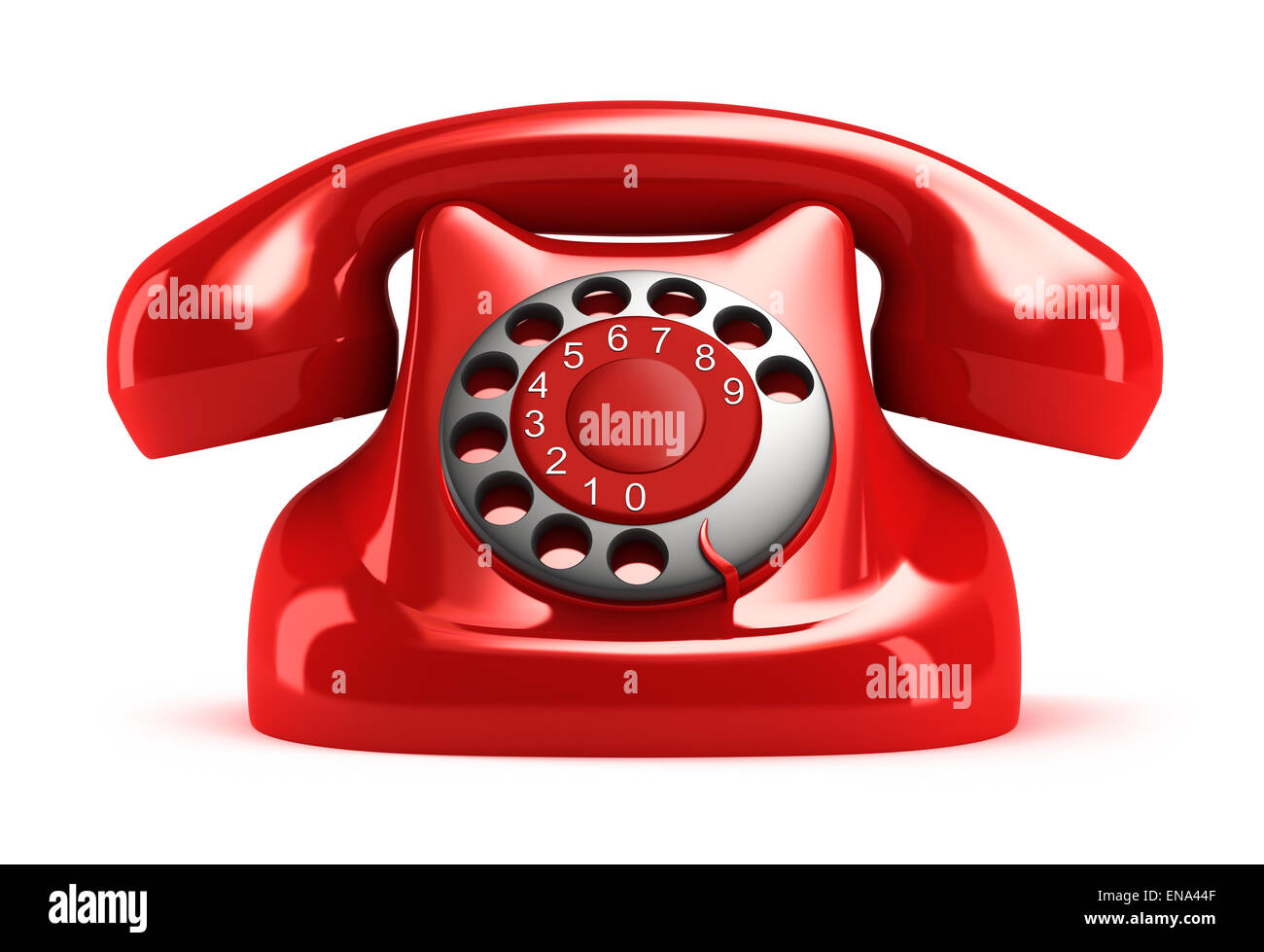 Red retro telephone, front view. Isolated Stock Photo - Alamy