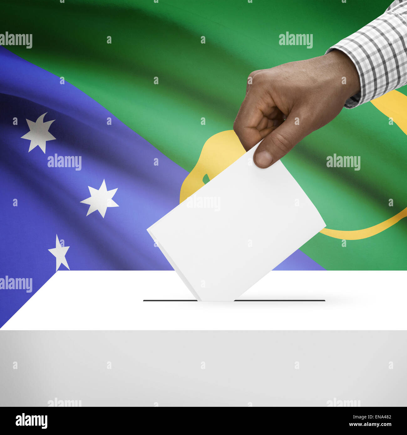 Ballot box with flag on background - Christmas Island Stock Photo - Alamy