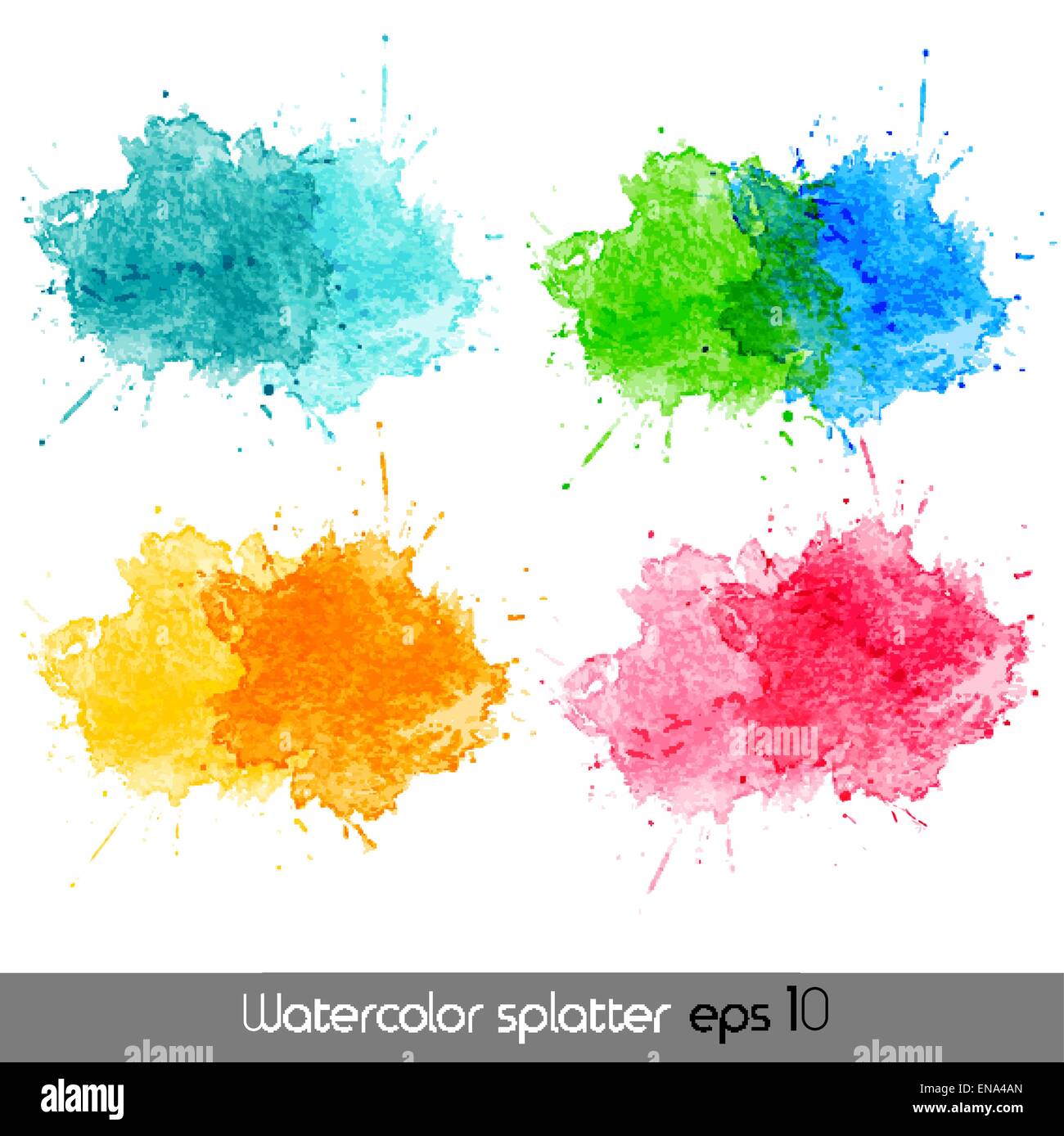 Set of Watercolor splatters. Vector illustration EPS 10 Stock Vector ...