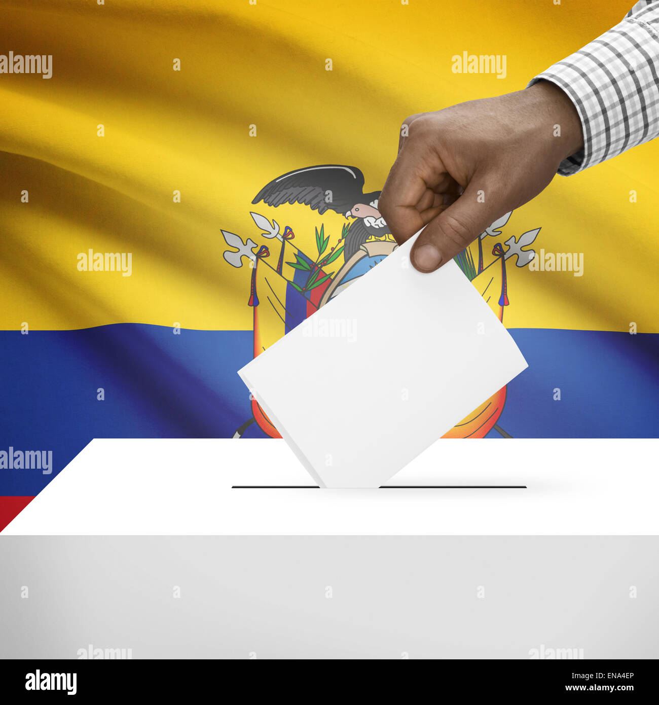 Ballot box with flag on background - Ecuador Stock Photo - Alamy