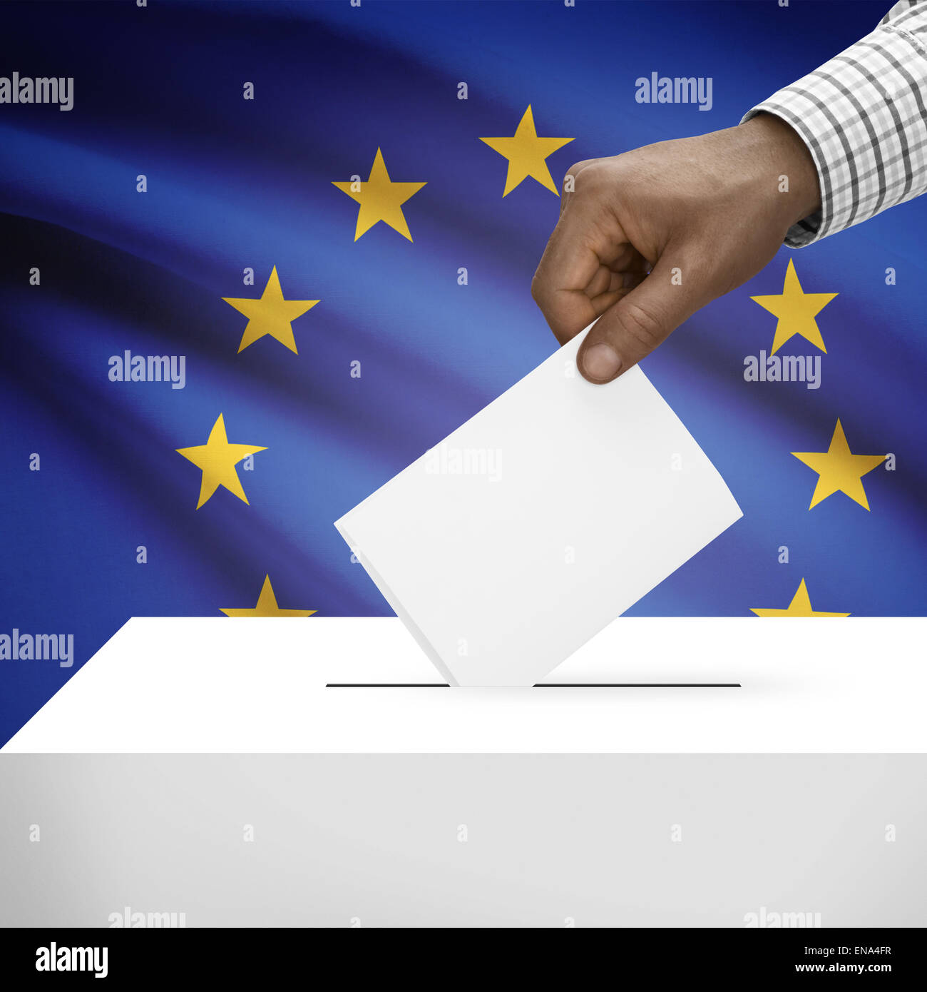 Ballot box with flag on background - European Union - Europe - EU Stock ...