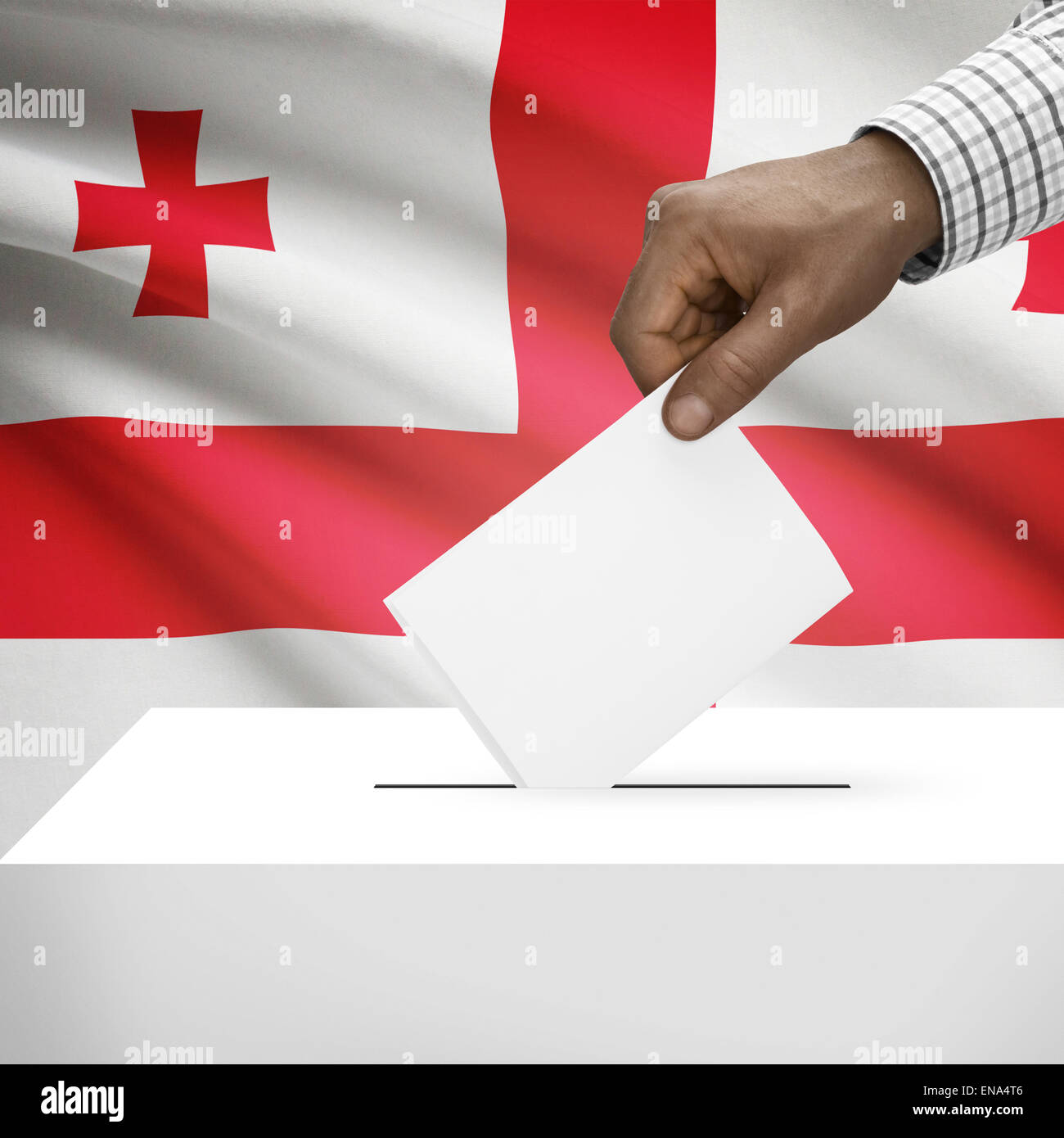 Ballot box with flag on background - Georgia Stock Photo - Alamy