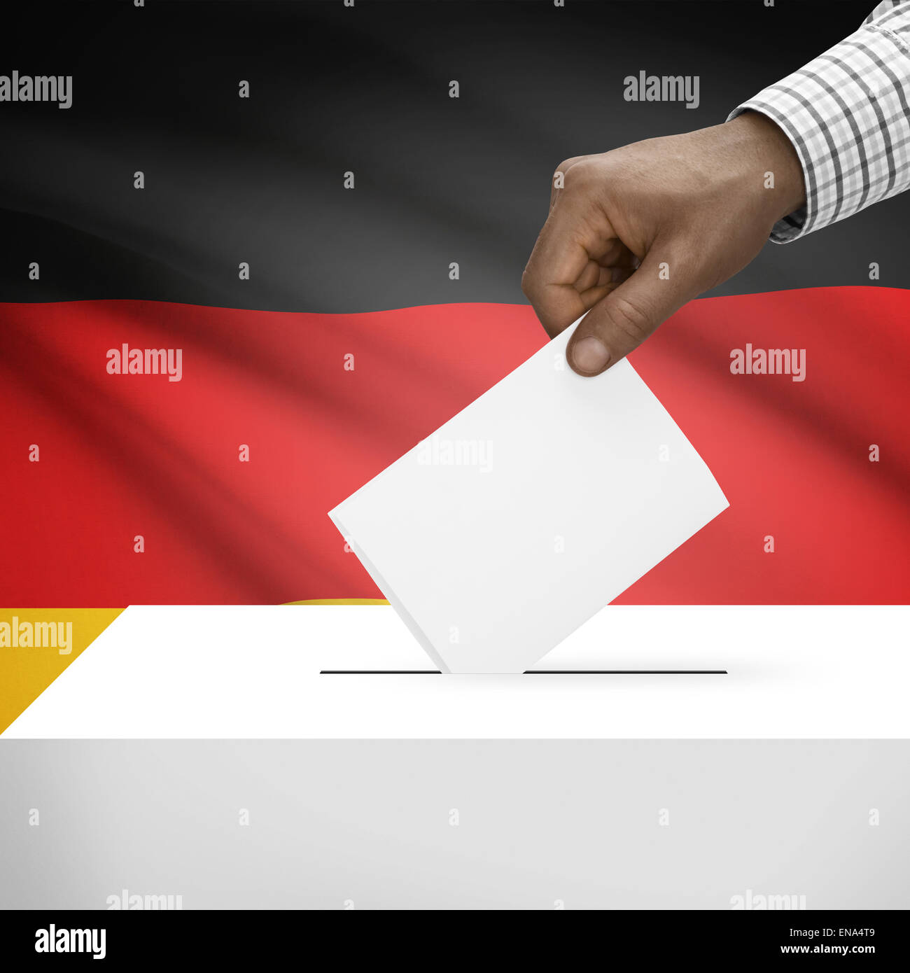 Ballot box with flag on background - Germany Stock Photo - Alamy