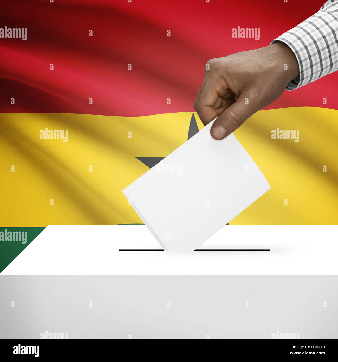Ballot box with flag on background - Ghana Stock Photo - Alamy