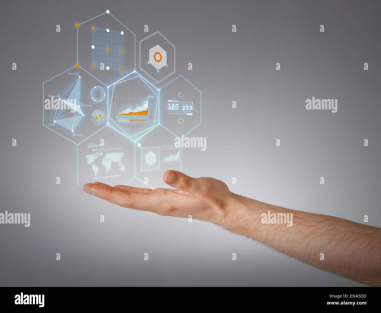 close up of male hand showing virtual screen Stock Photo - Alamy