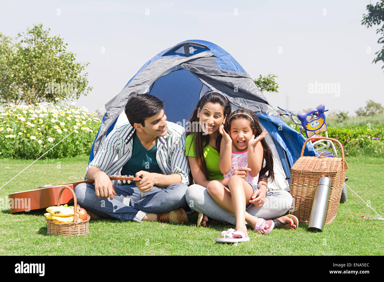 indian Parents and daughter park Picnic enjoy Stock Photo - Alamy