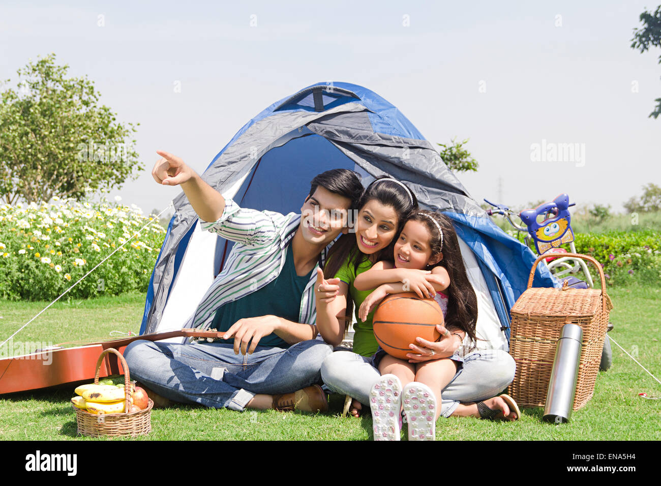 indian Parents and daughter park Picnic enjoy Stock Photo - Alamy