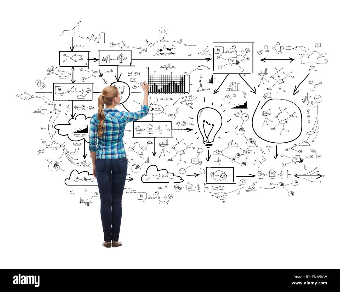 woman from the back writing big plan Stock Photo - Alamy