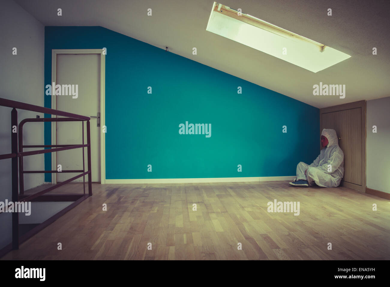 depression, nightmare man with red mask in empty room Stock Photo - Alamy