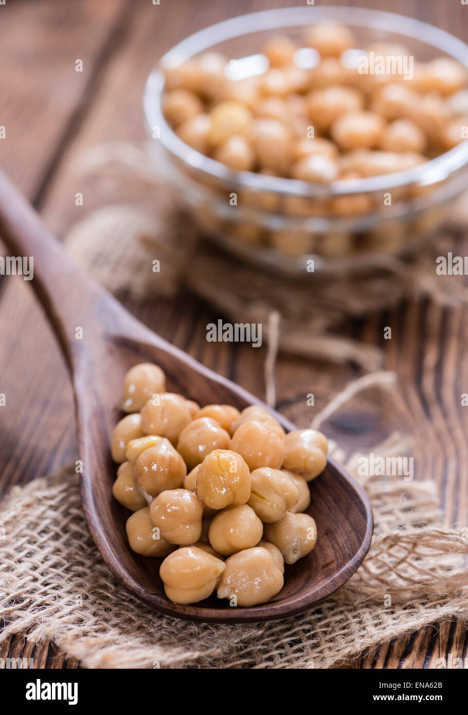 Portion of preserved Chick Peas (close-up shot Stock Photo - Alamy