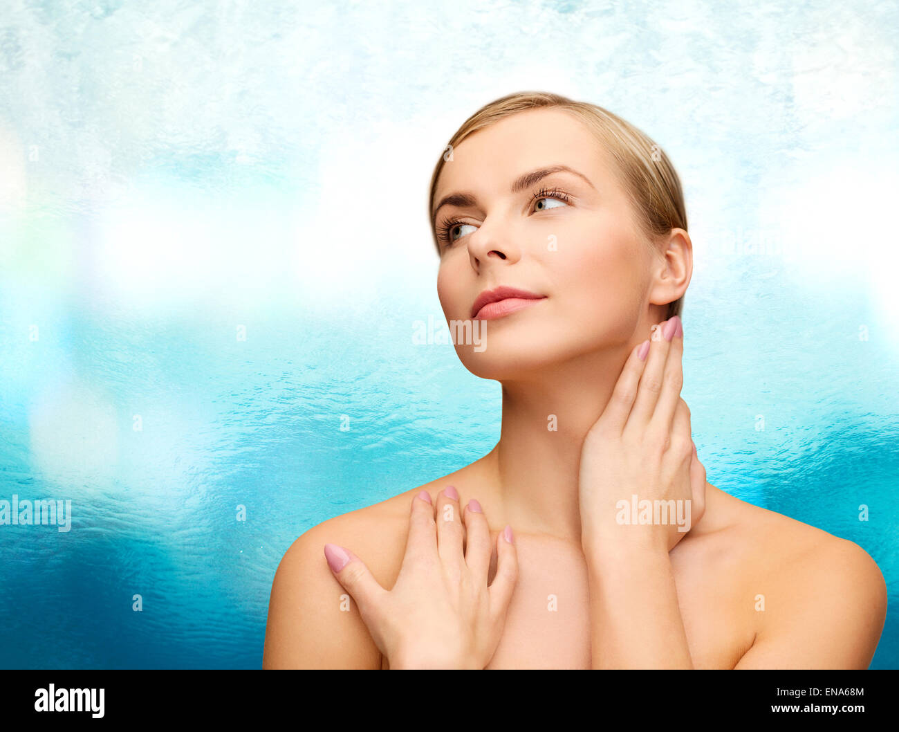 Woman touching face hands hi-res stock photography and images - Alamy