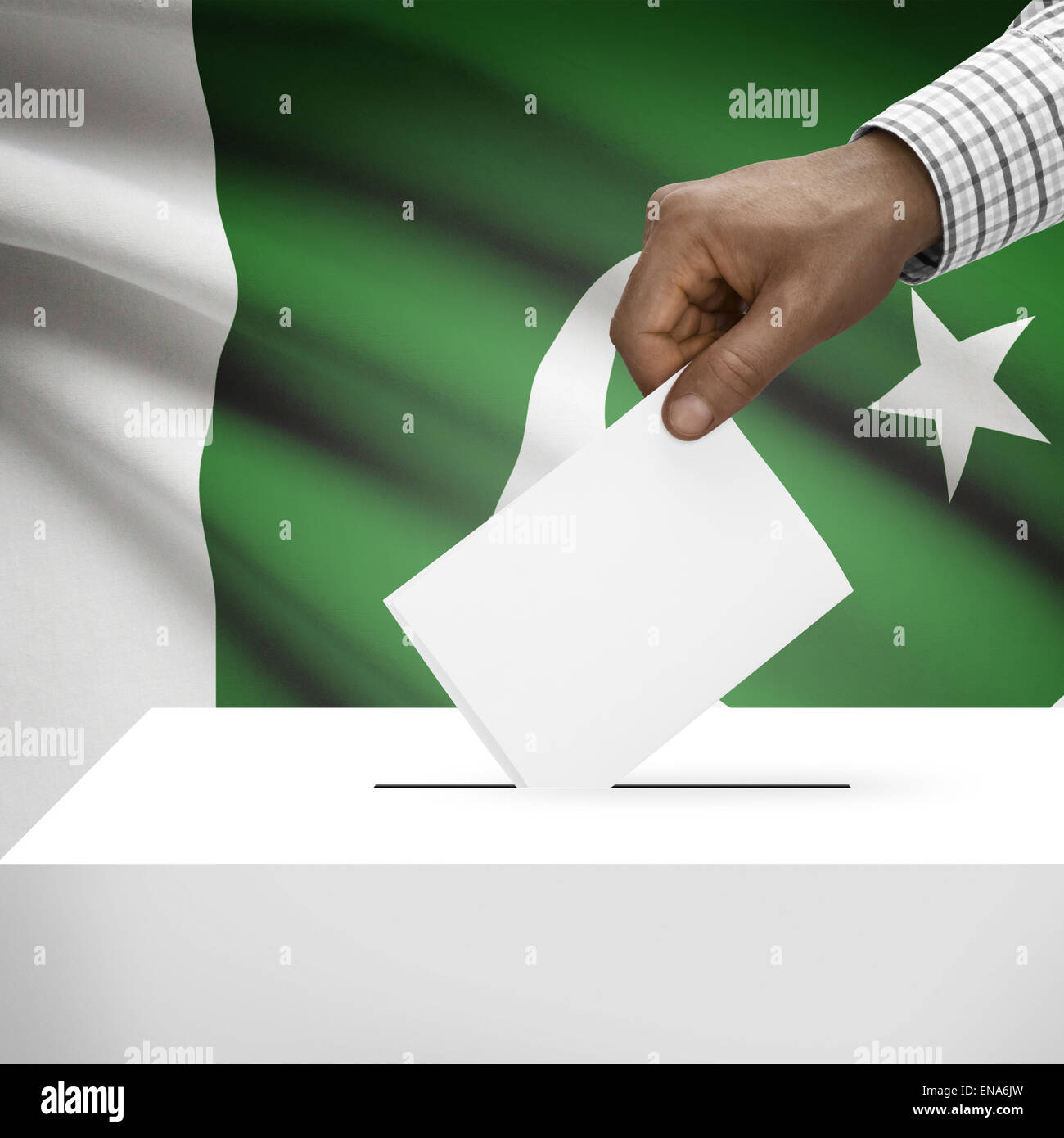Ballot box with flag on background - Pakistan Stock Photo - Alamy