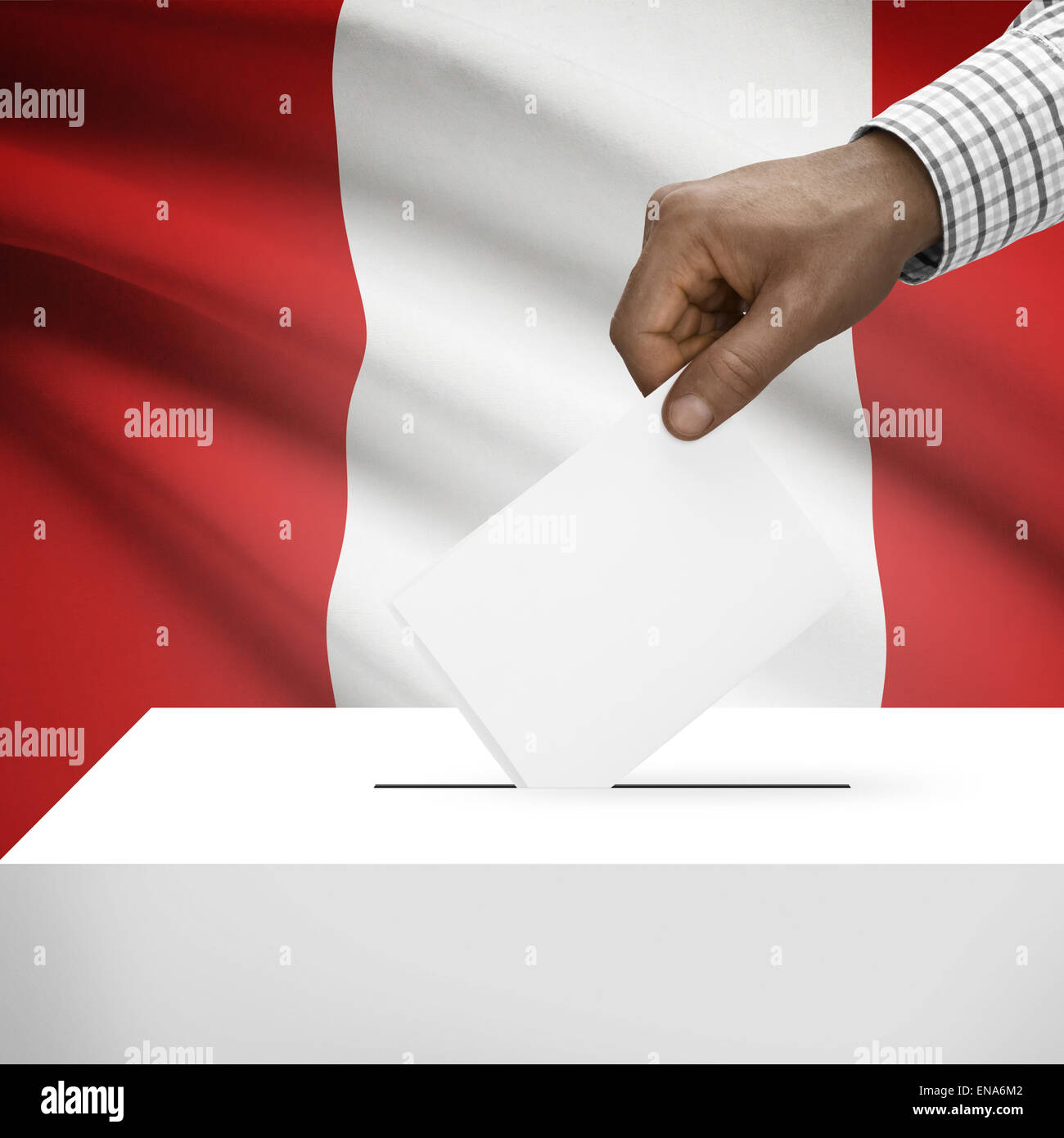 Ballot box with flag on background - Peru Stock Photo - Alamy