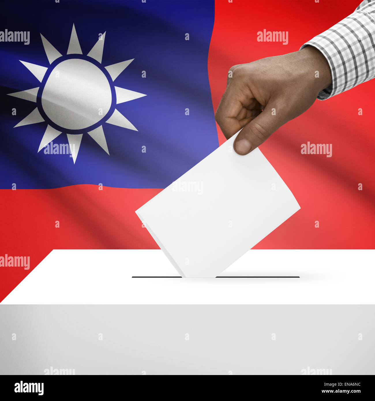 Ballot box with flag on background - Republic of China - Taiwan Stock ...