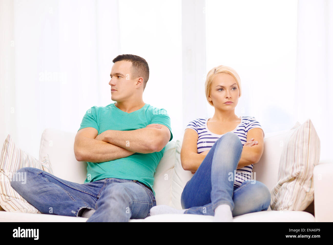 unhappy couple having argument at home Stock Photo - Alamy