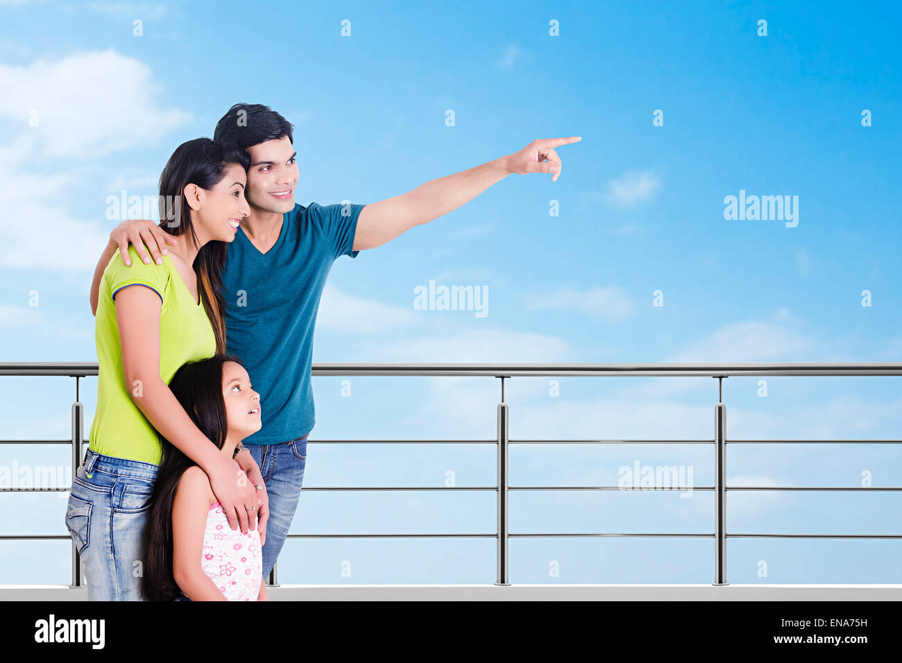 indian Parents and daughter Railing Showing Stock Photo - Alamy