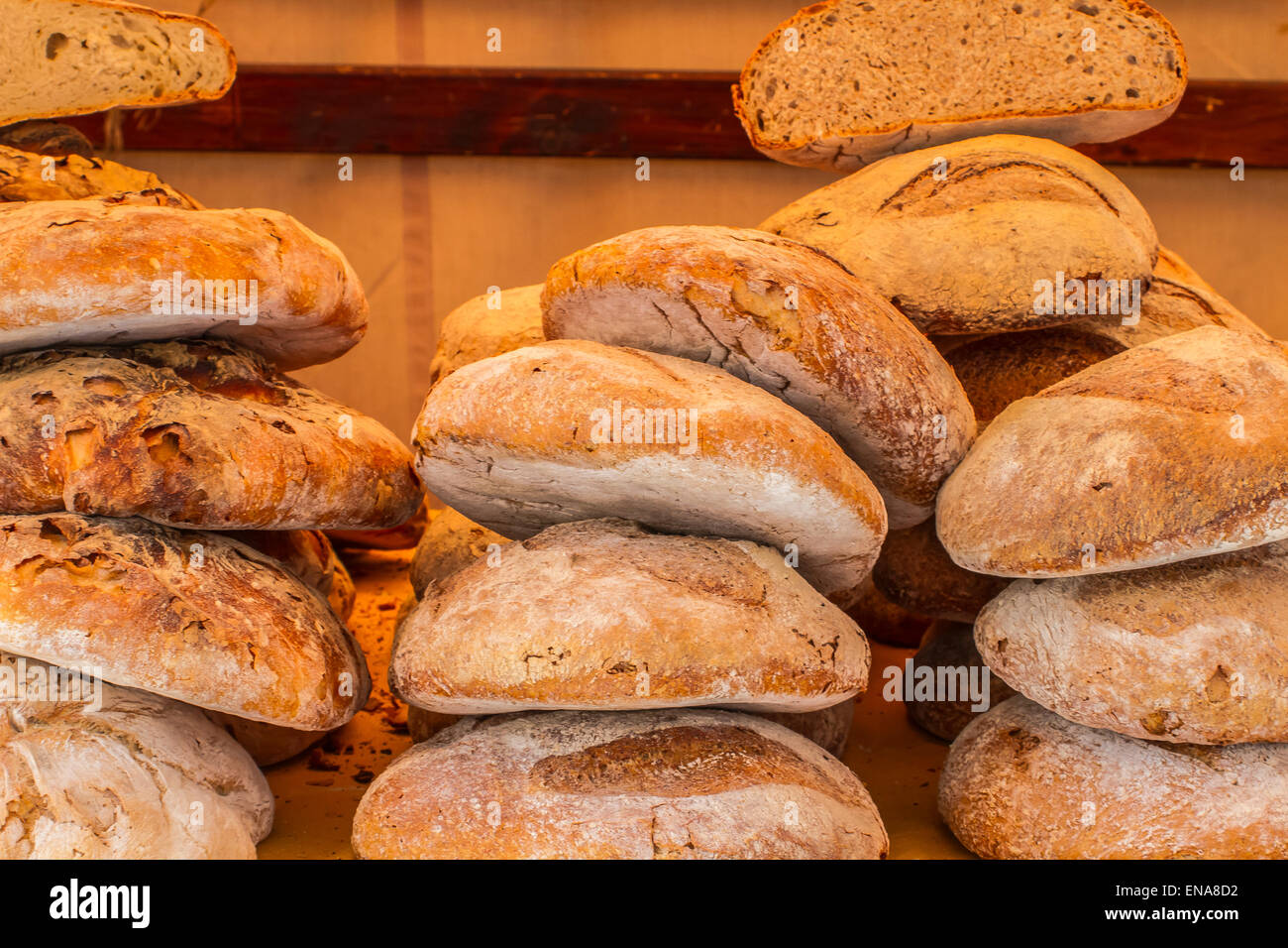artisan bread in a medieval fair, spain Stock Photo - Alamy
