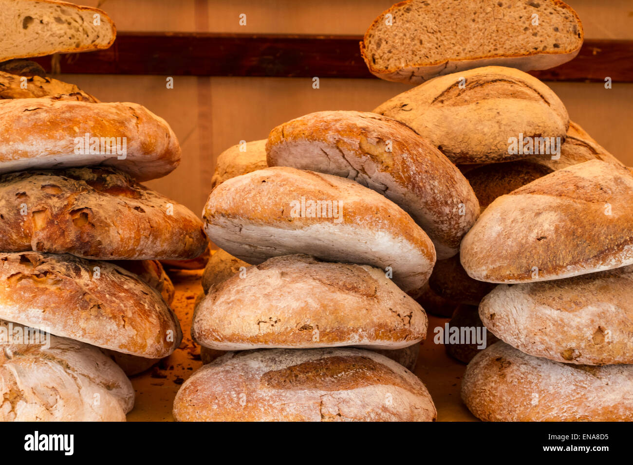 artisan bread in a medieval fair, spain Stock Photo - Alamy