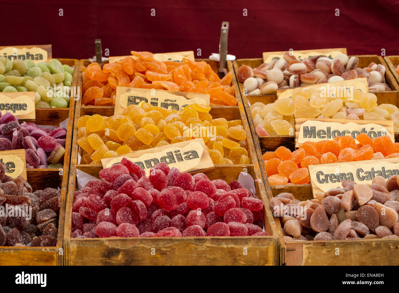 artisan candies in a medieval fair, spain Stock Photo - Alamy