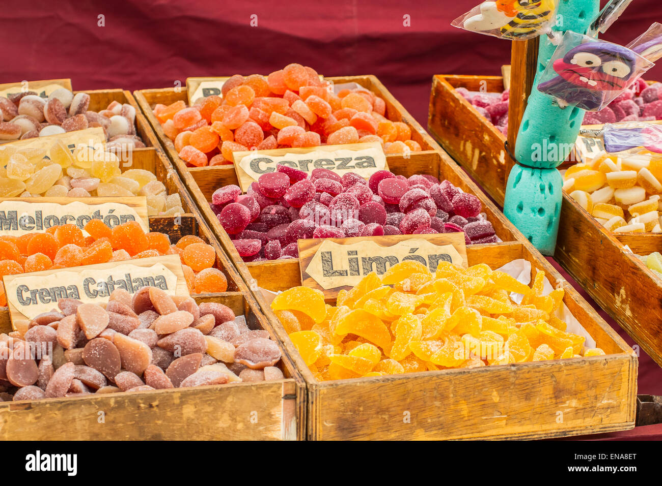 artisan candies in a medieval fair, spain Stock Photo - Alamy