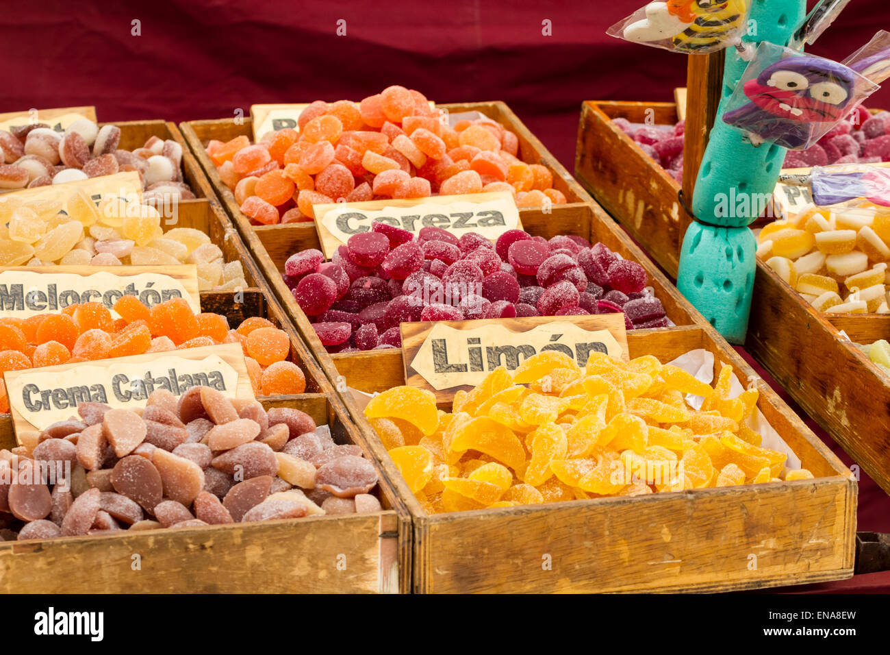 artisan candies in a medieval fair, spain Stock Photo - Alamy