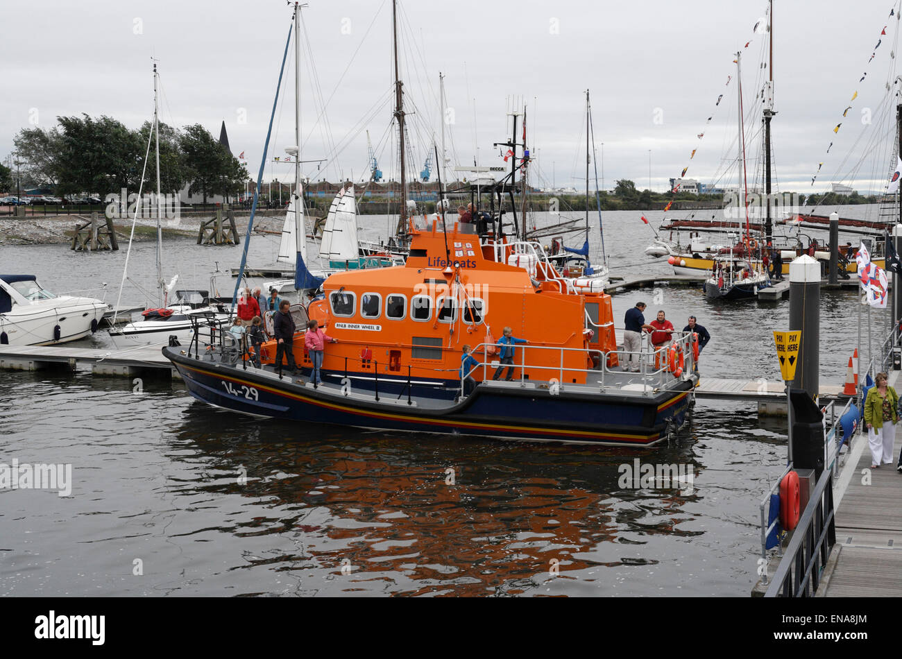 RNLI (Inner Wheel ll) Trent class Lifeboat moored in Cardiff bay during ...