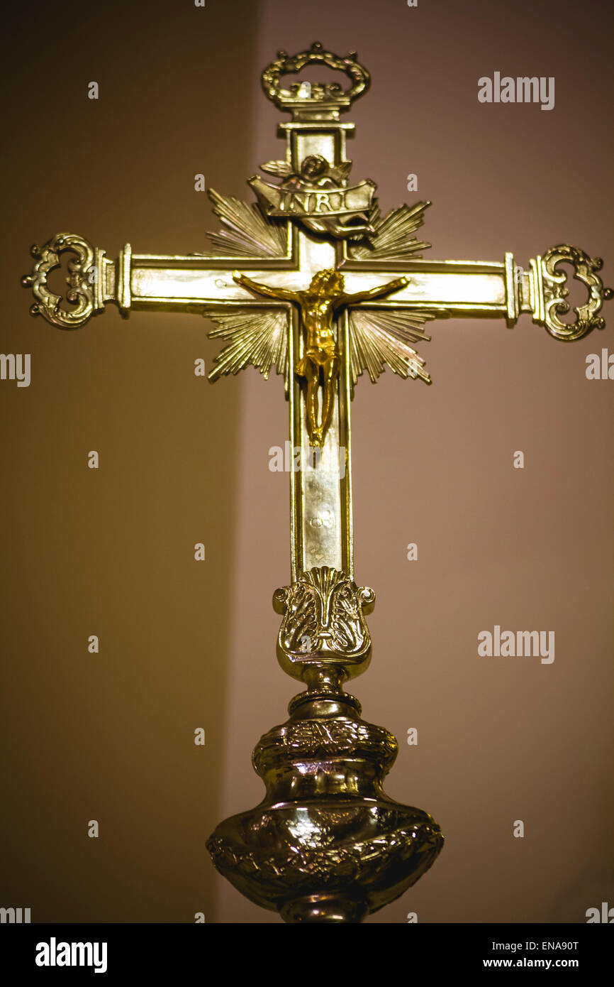 cross with silver figure of Christ Stock Photo - Alamy