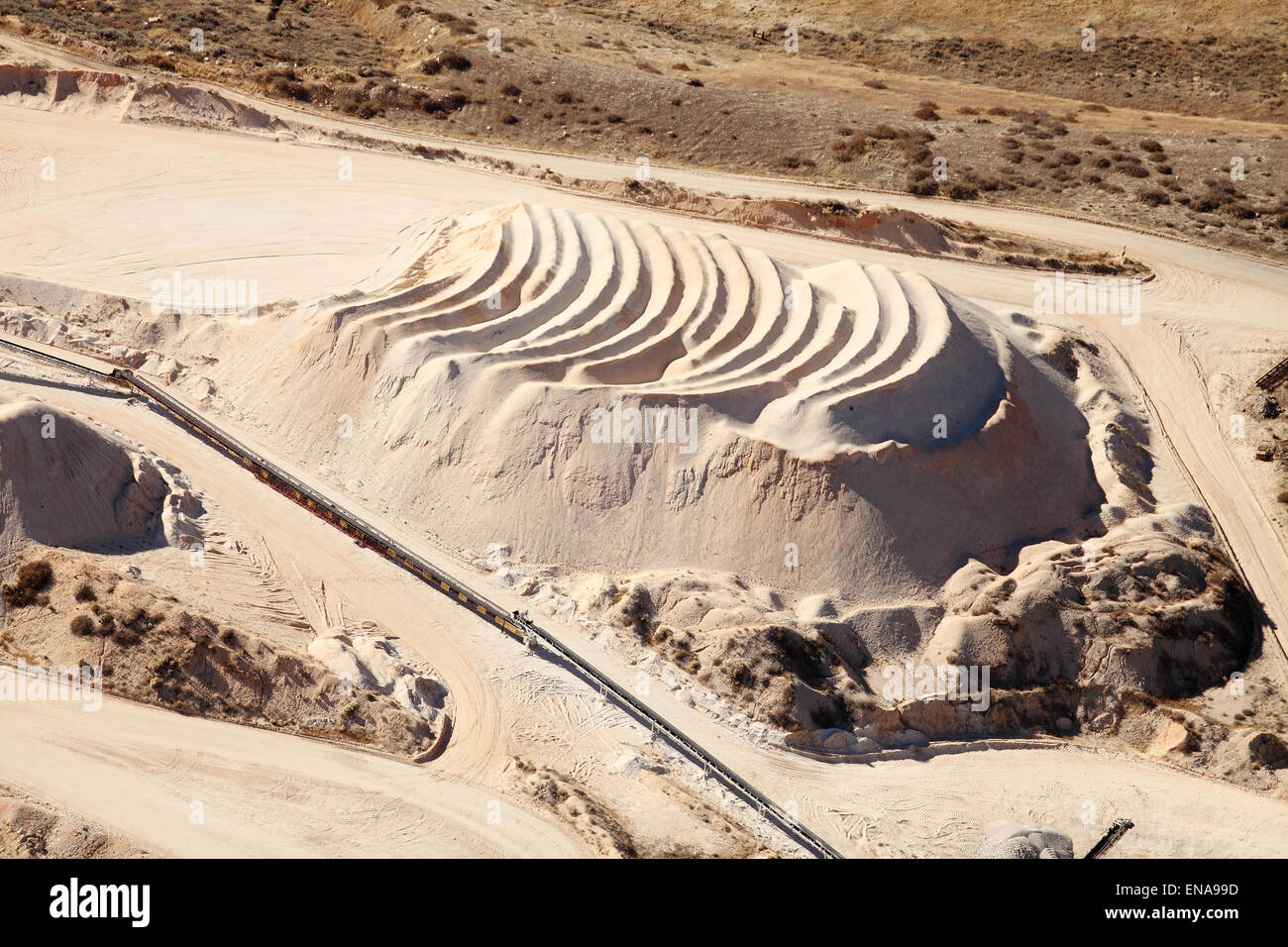 An aerial view of the conveyor at an open pit phosphate mine Stock ...