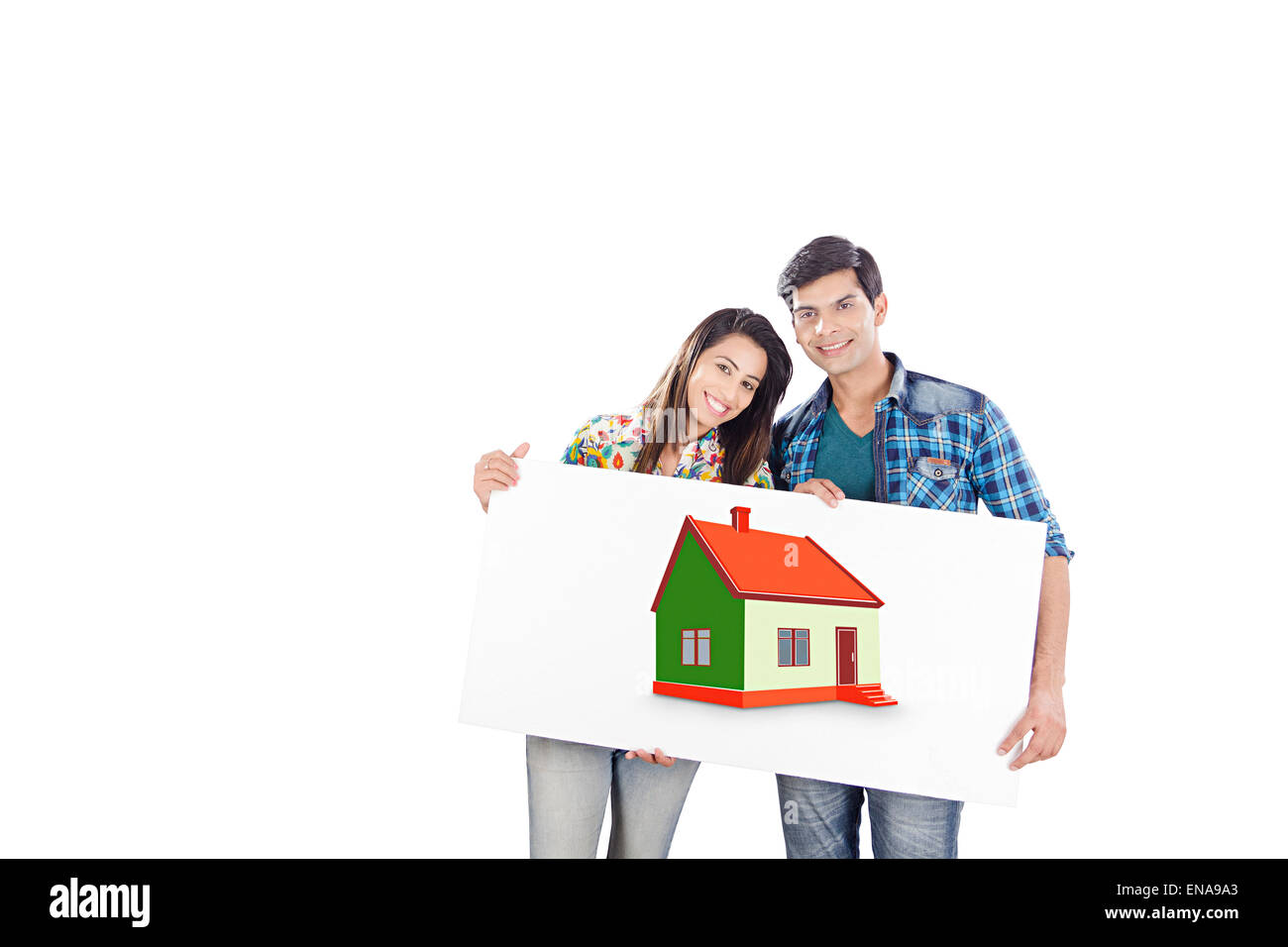 2 indian Married Couples showing Message Board Dreaming house Stock ...