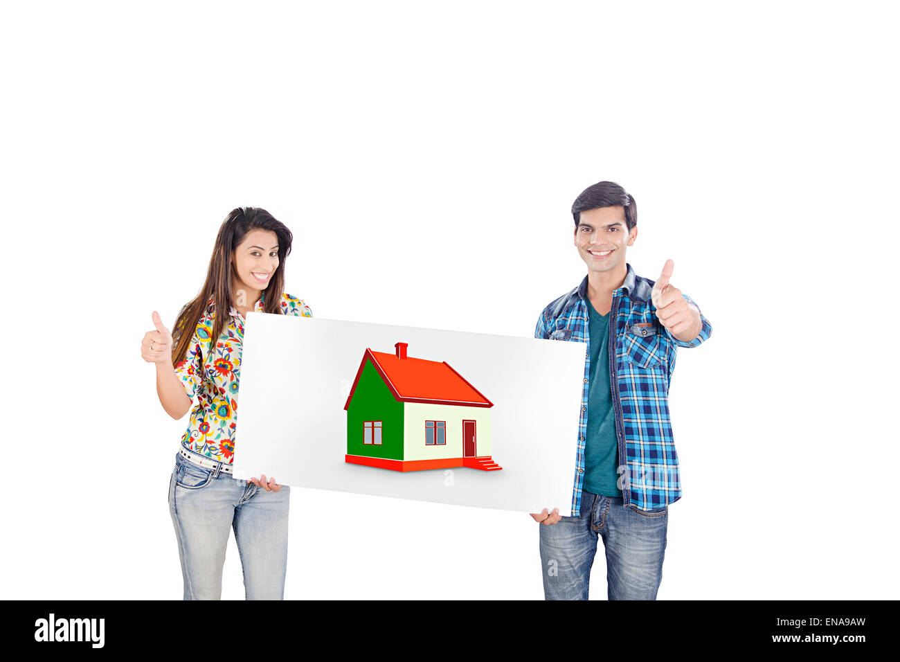 2 indian Married Couples showing Message Board Dreaming house Stock ...