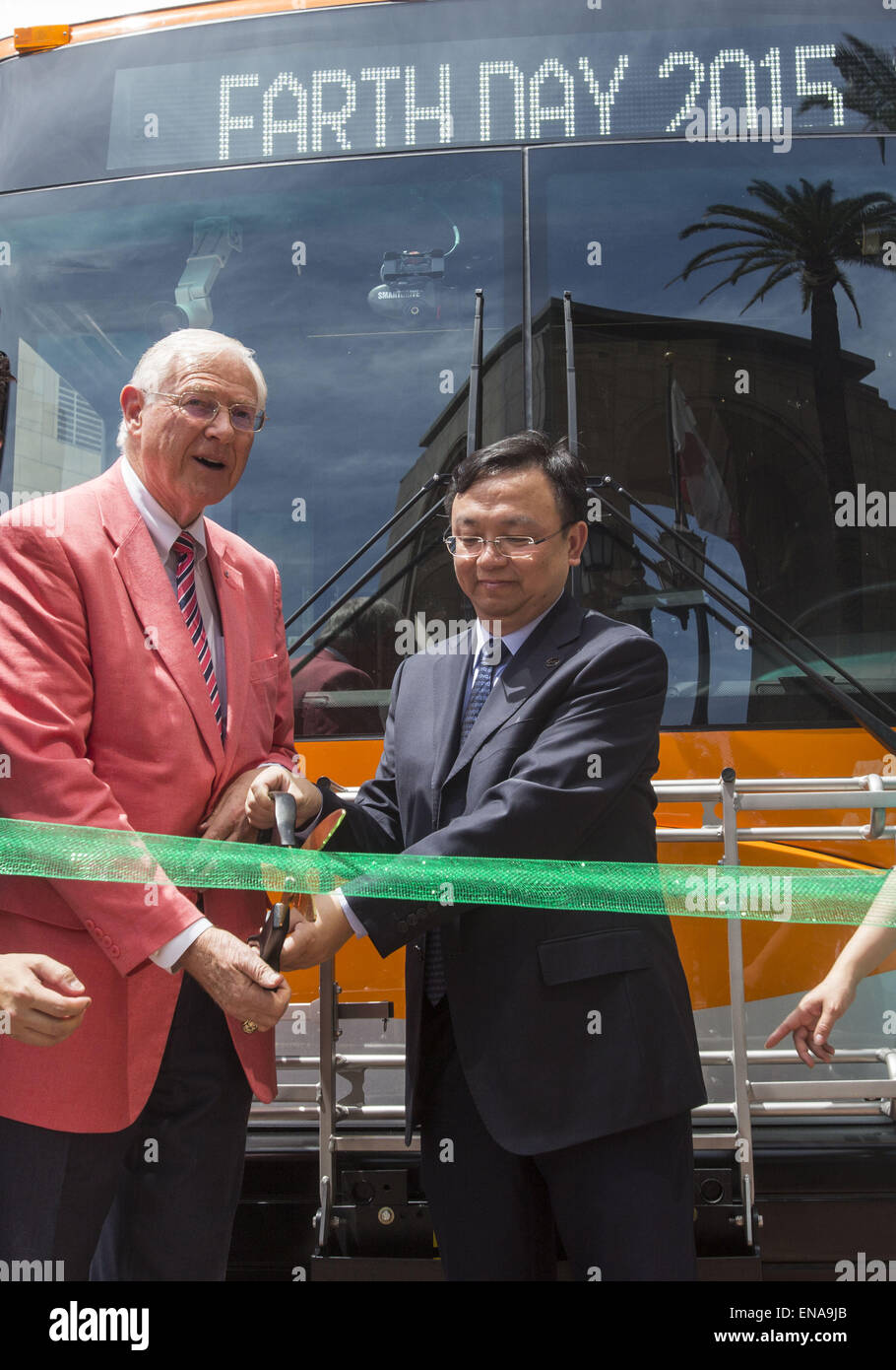 Los Angeles, California, USA. 30th Apr, 2015. BYD Chairman Chuan Fu ...