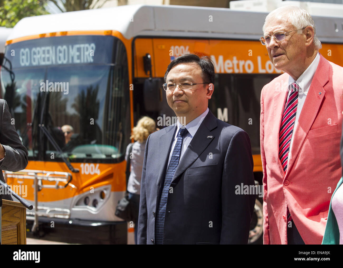 Los Angeles, California, USA. 30th Apr, 2015. BYD Chairman Chuan Fu ...