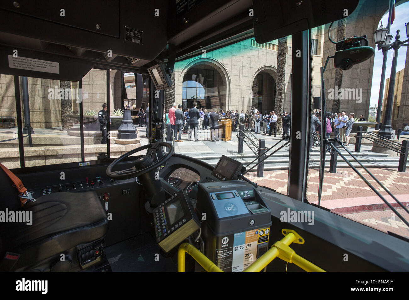 Los Angeles, California, USA. 30th Apr, 2015. An all-electric Metro bus ...