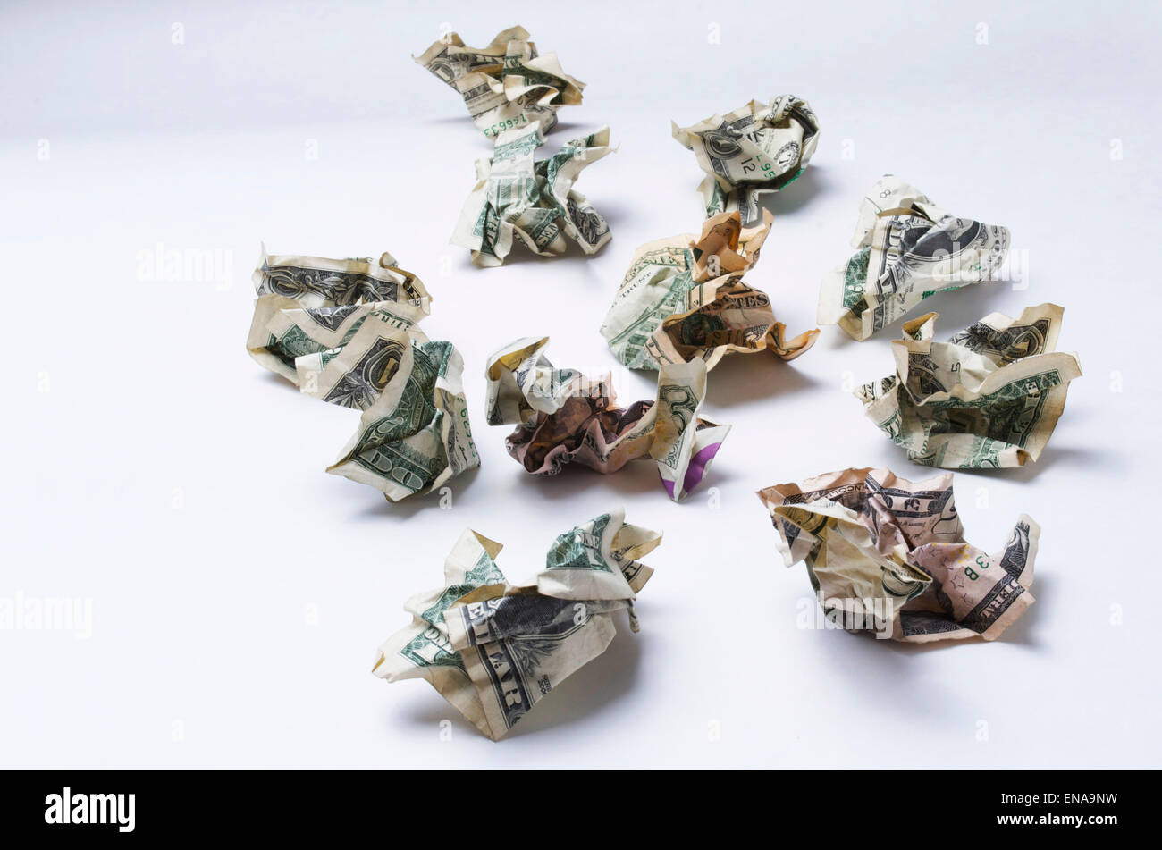 Money Wasted Crumpled Up Stock Photo - Alamy