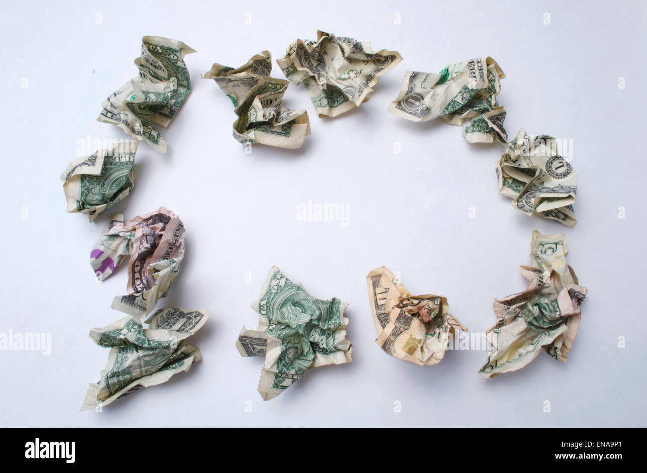 Money Wasted Crumpled Up Stock Photo - Alamy