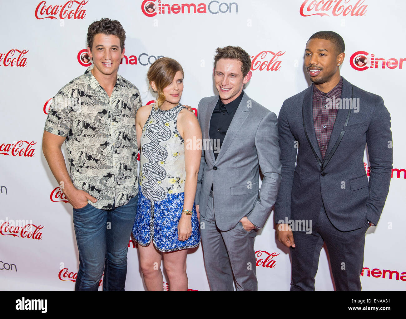 Actors Miles Teller, Kate Mara, Jamie Bell and Michael B Jordan ...